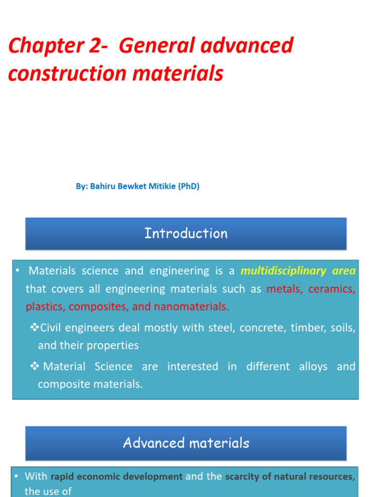 Chapter 2 General Introduction About Advanced Construction Materials | PDF | Metals | Polymers