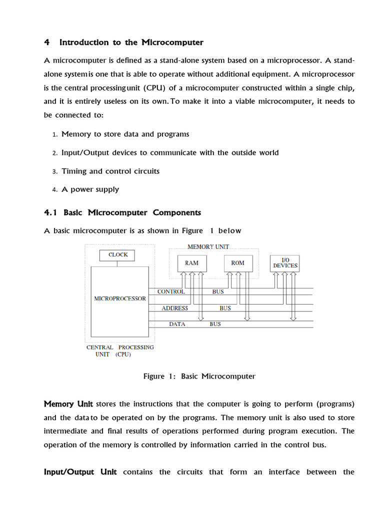 3 Introduction To The Microcomputer | PDF | Input/Output | Central Processing Unit