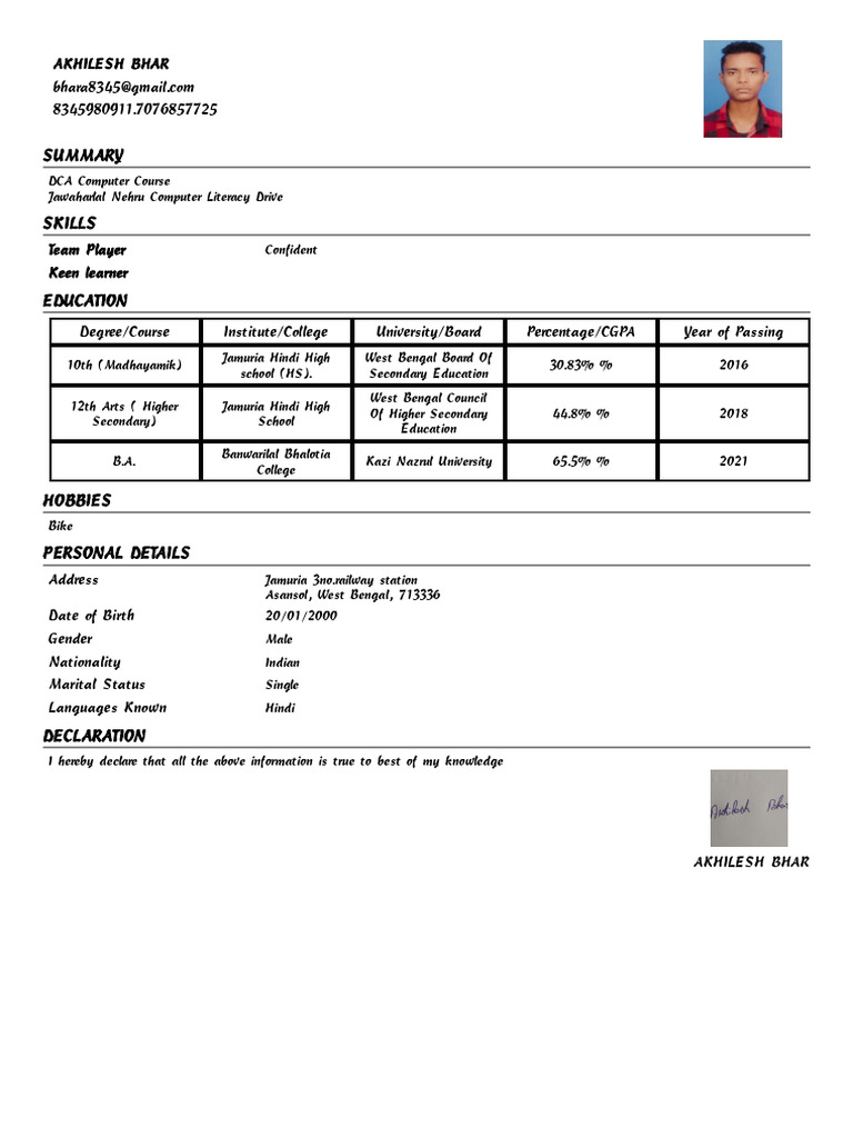 Resume Resume Format1 | PDF