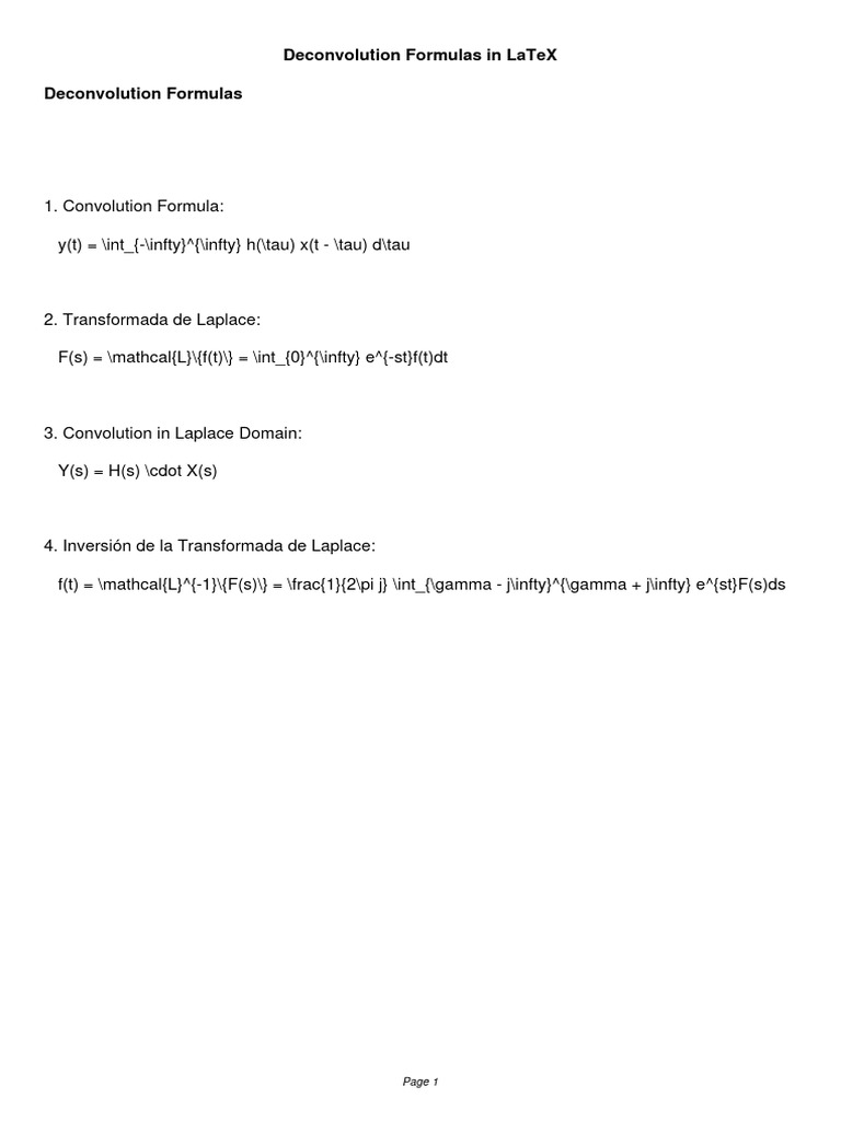 Deconvolution Formulas | PDF