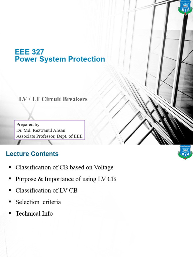 Lec13 - LV Circuit Breakers | PDF | Electric Power Distribution ...
