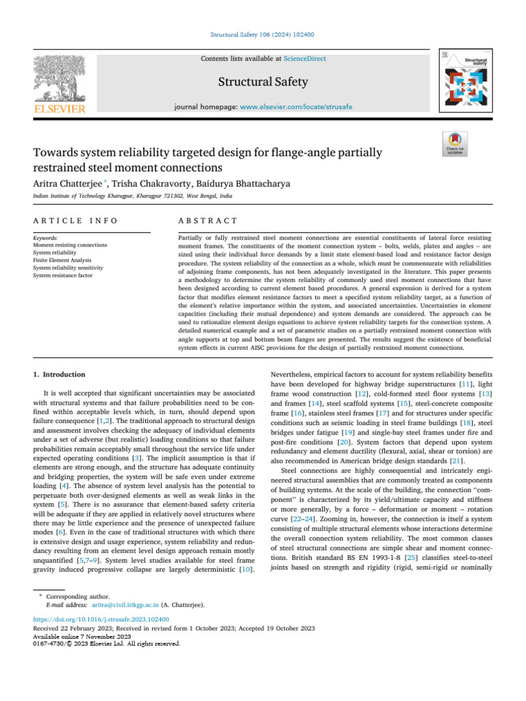 Chatterjee et al 2024 - System reliability PR moment connections | PDF Chatterjee et al 2024 - System reliability PR moment connections | PDF