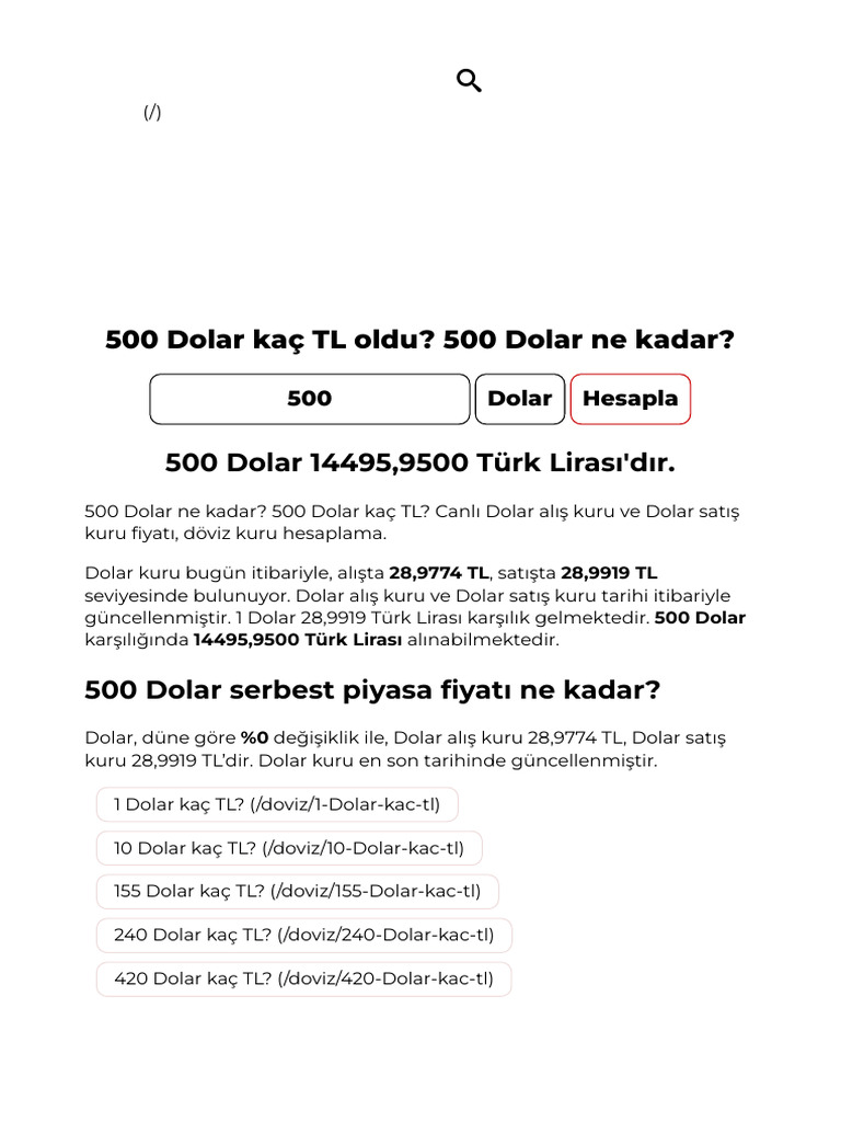 500 Dolar Kaç TL Oldu? 500 Dolar Ne Kadar? - Cumhuriyet Ekonomi | PDF