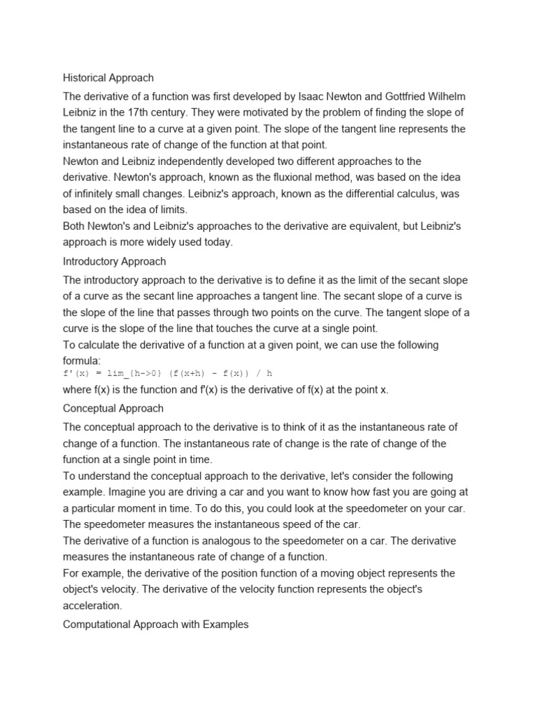 Historical Approach | PDF | Derivative | Tangent