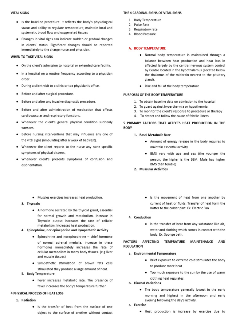 Vital Signs Lecture | PDF