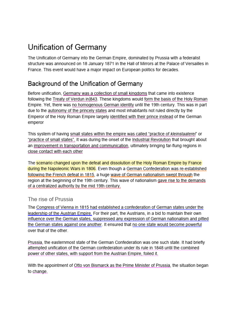 Unification of Germany | PDF