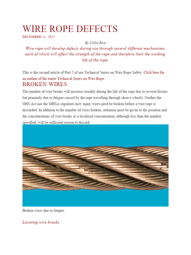 Wire Rope Defects | PDF | Rope | Wire