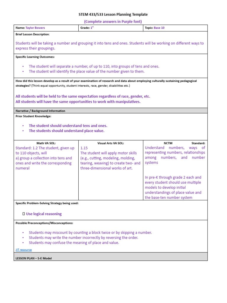 Math Final Lesson Plan | PDF
