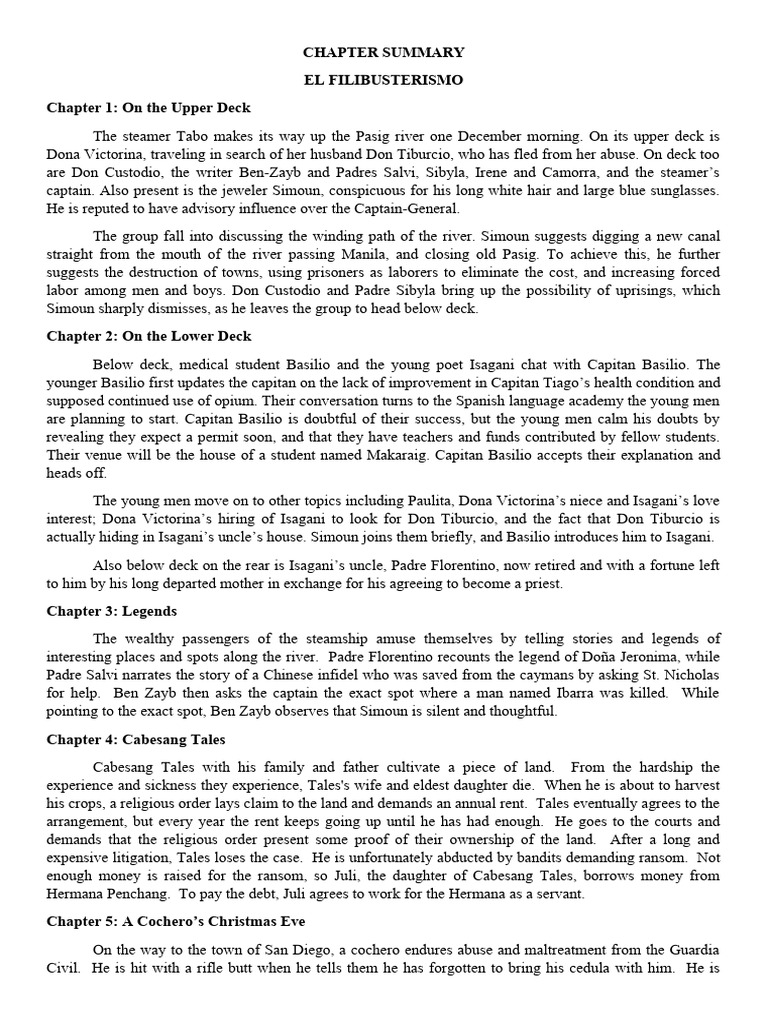 El Filibusterismo Chapter Summaries | PDF | Mystery, Thriller & Crime ...
