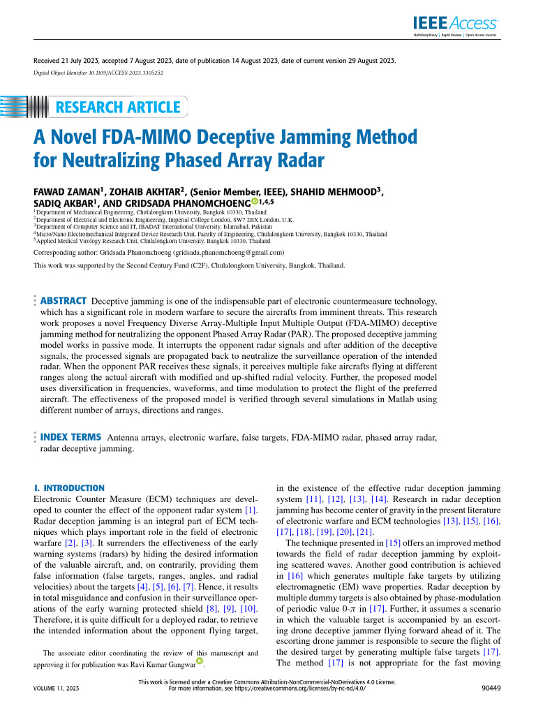 A Novel Fda Mimo Deceptive Jamming Method For Neutralizing Phased Array