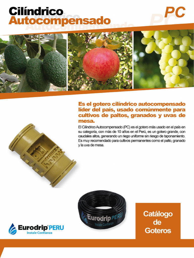 Gotero Cilíndrico Autocompensado Eurodrip | PDF