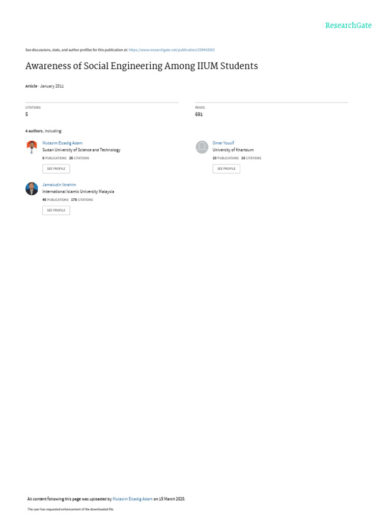 Awareness_of_Social_Engineering_Among_II | PDF | Social Engineering (Security) | Phishing