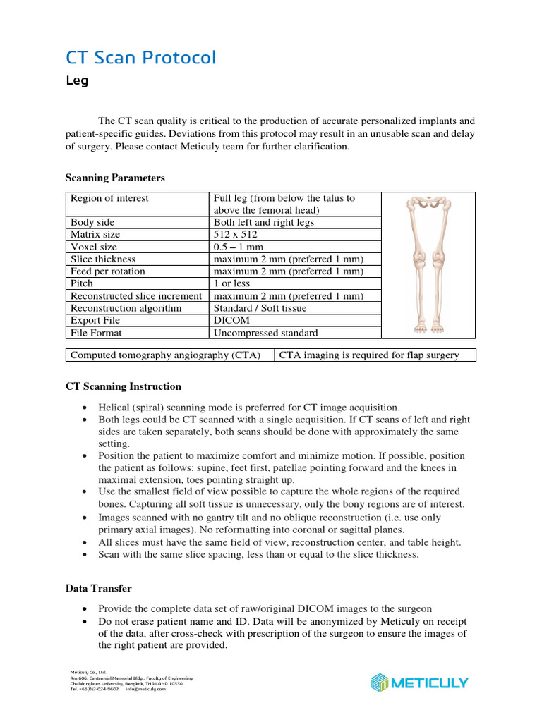 Meticuly CT Protocol Leg | PDF | Ct Scan | Imaging