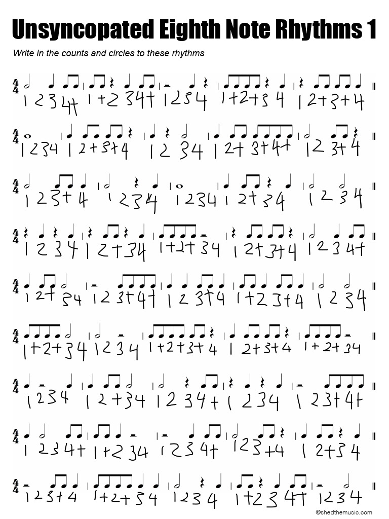 Part 1.3 Unsyncopated Eighth Note Rhythms 1 | PDF
