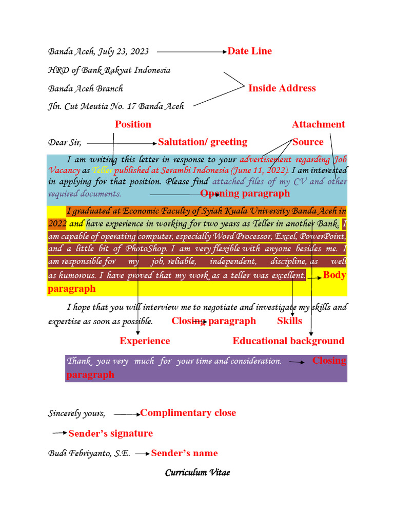 Contoh Surat Lamaran Kerja | PDF