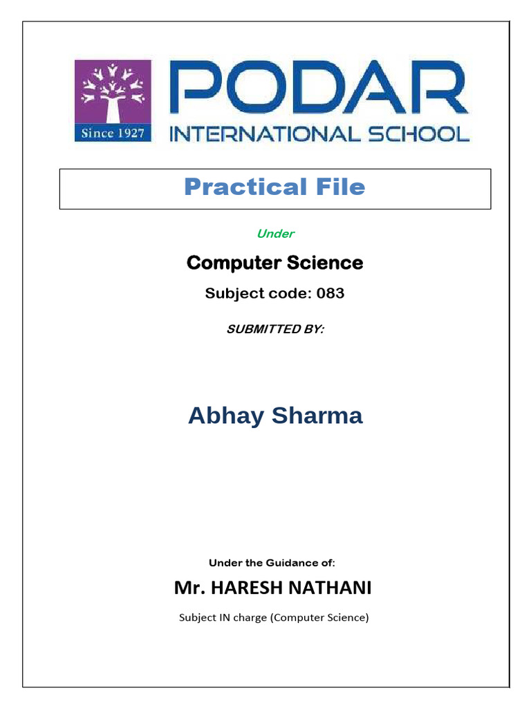 Practical File Front Page | PDF Practical File Front Page | PDF