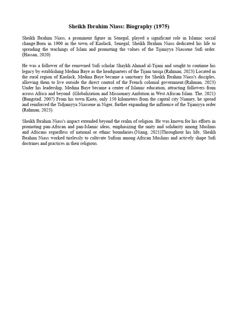 Sheik Ibrahim Niass Bio | PDF