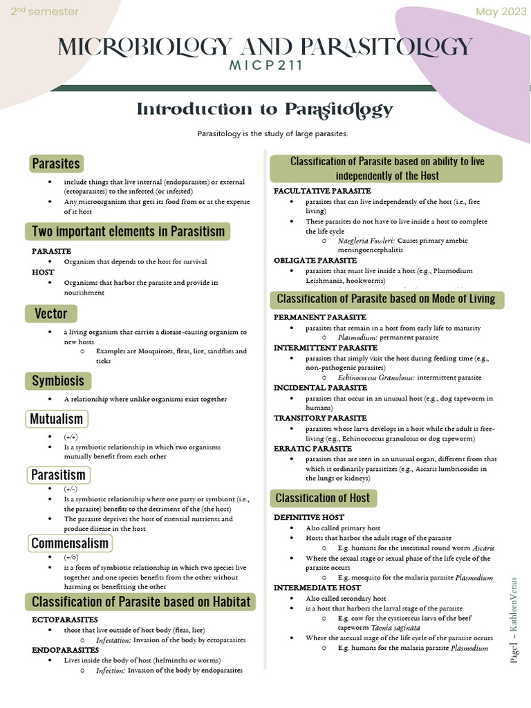2.11 - Introduction To Parasitology | PDF | Parasitism | Symbiosis