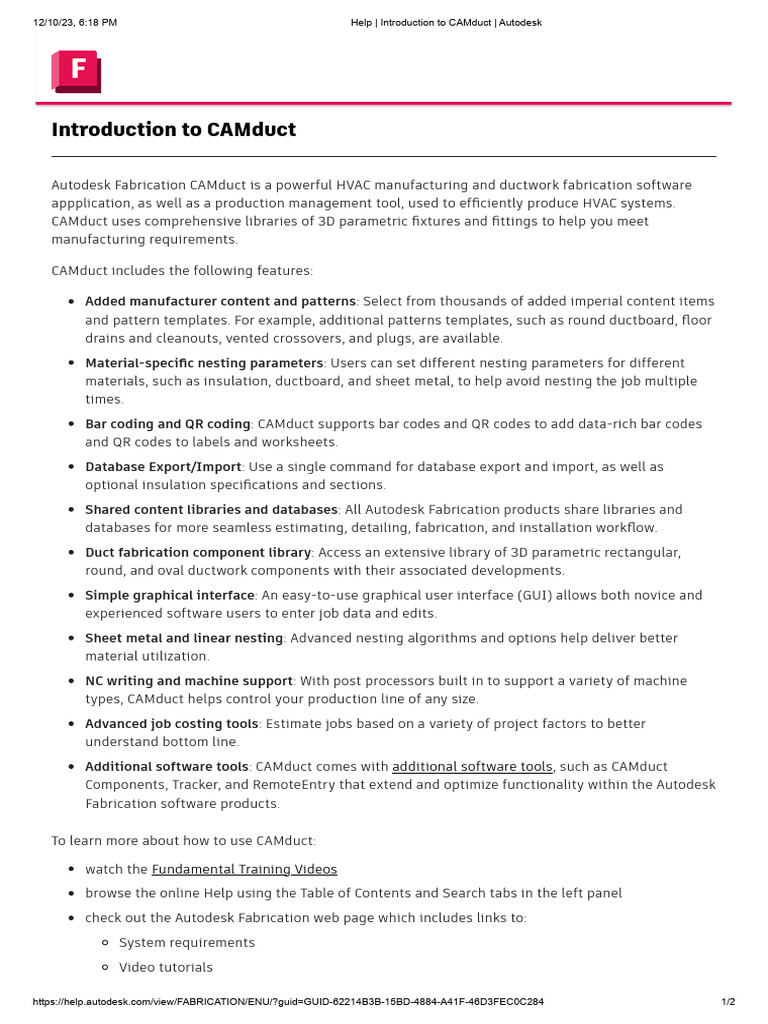 CAMduct HVAC Fabrication Software Guide | PDF | Duct (Flow) | Autodesk