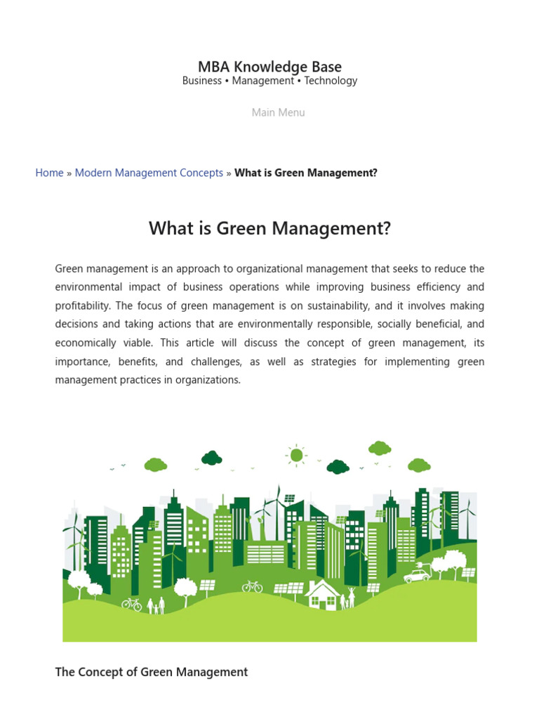 What Is Green Management-MBA Knowledge Base | PDF | Sustainability ...