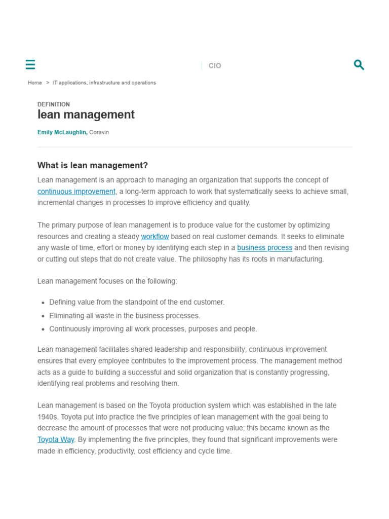 What Is Lean Management | PDF | Lean Manufacturing | Business Process