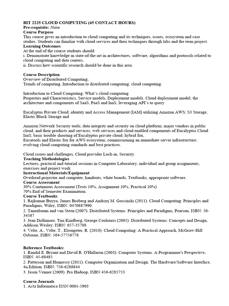 CLOUD COMPUTING Outline | PDF | Cloud Computing | Computing CLOUD COMPUTING Outline | PDF | Cloud Computing | Computing