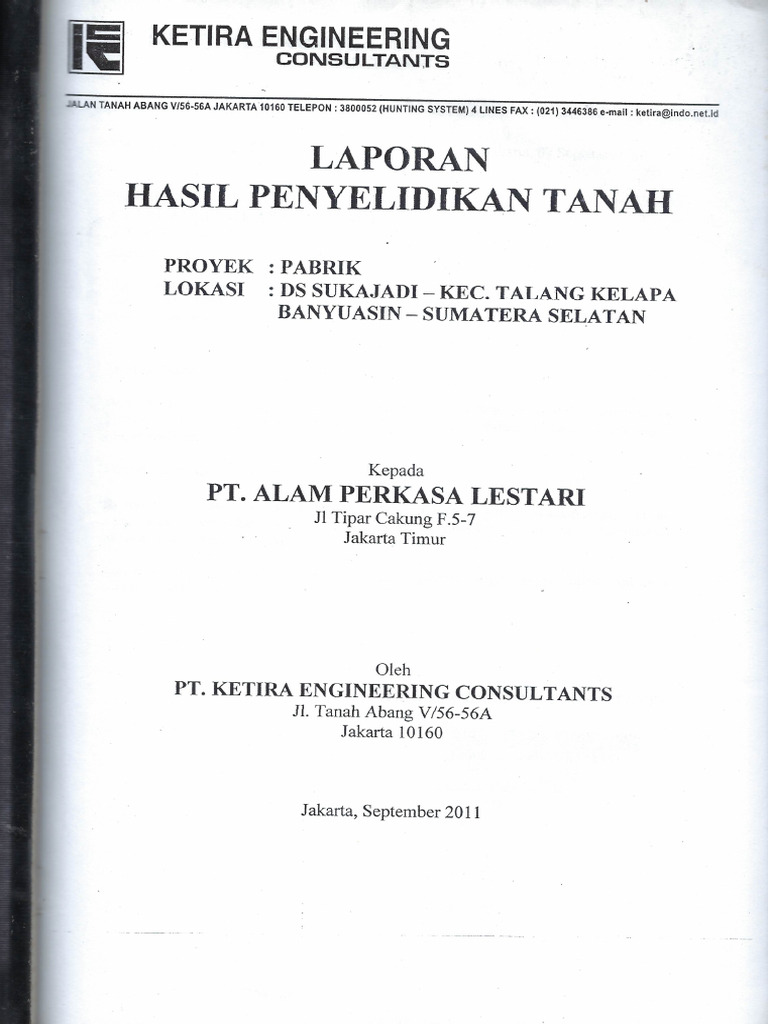 Laporan Hasil Penyelidikan Tanah | PDF