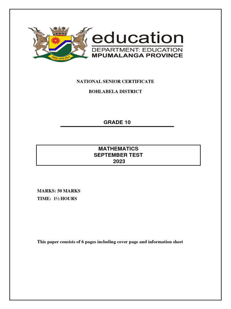 1 Grade 10 Test | PDF | Teaching Methods & Materials