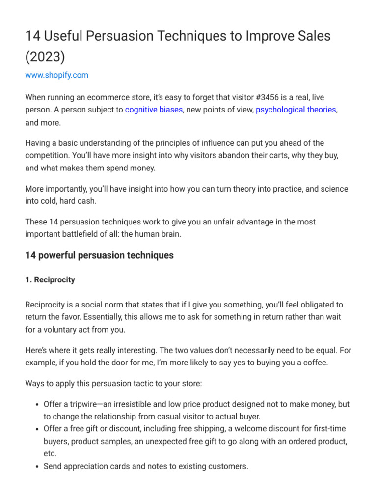 14 Useful Persuasion Techniques To Improve Sales (2023) | PDF ... 14 Useful Persuasion Techniques To Improve Sales (2023) | PDF ...