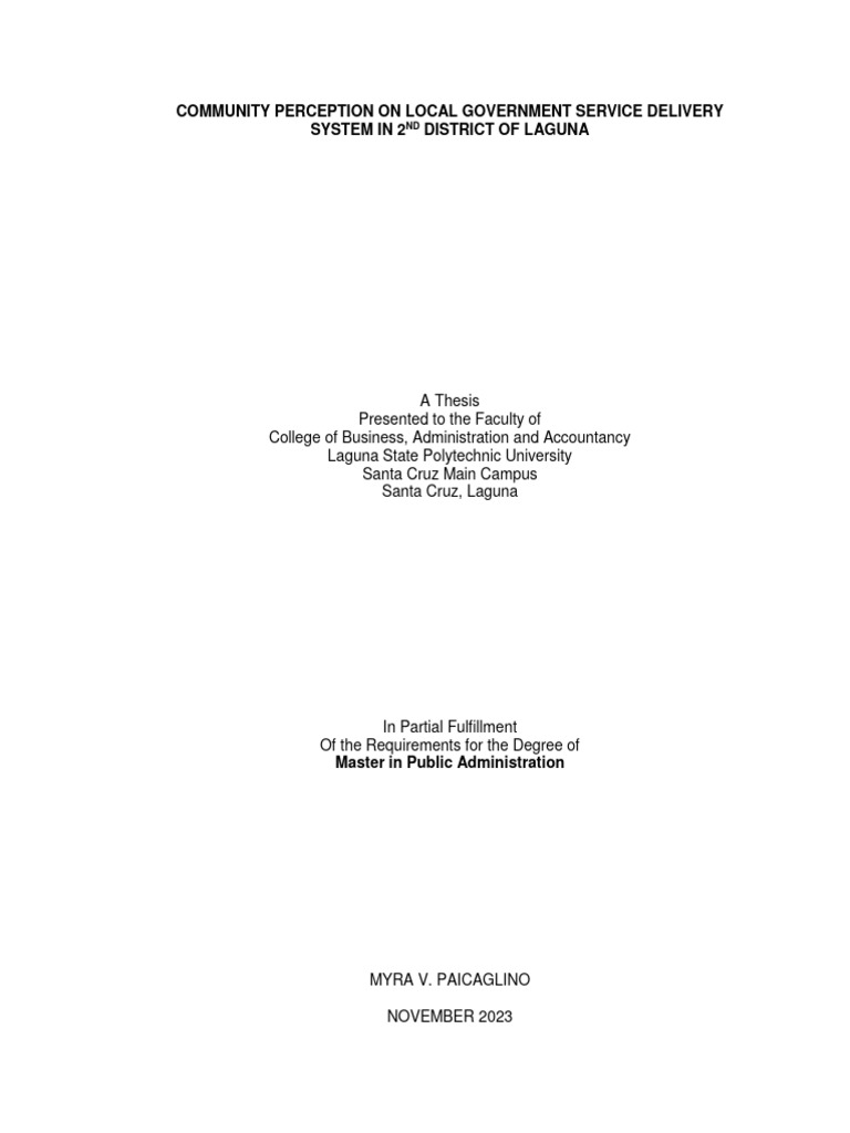 Community Perception of Local Governance | PDF | Finance & Money ...