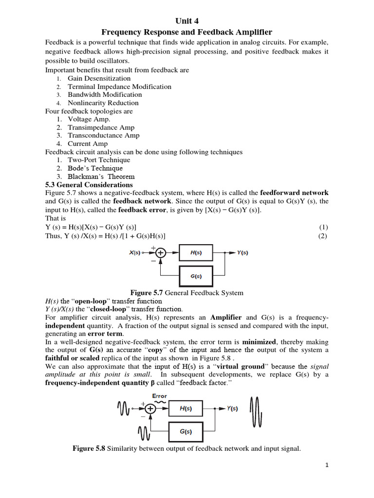 Feedback Amplifier Design Fundamentals | PDF | Amplifier | Electrical ...