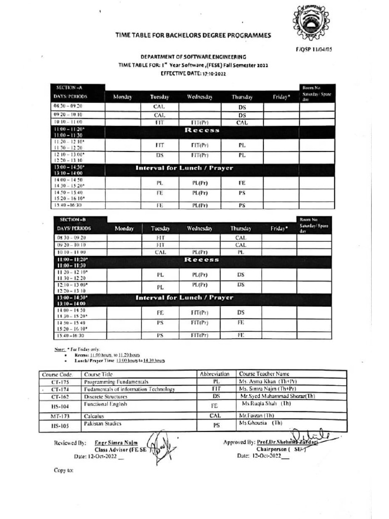 Time Table | PDF