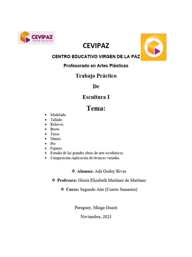Trabajo Practico de Escultura 4to Semestre (2023) - 2 | PDF