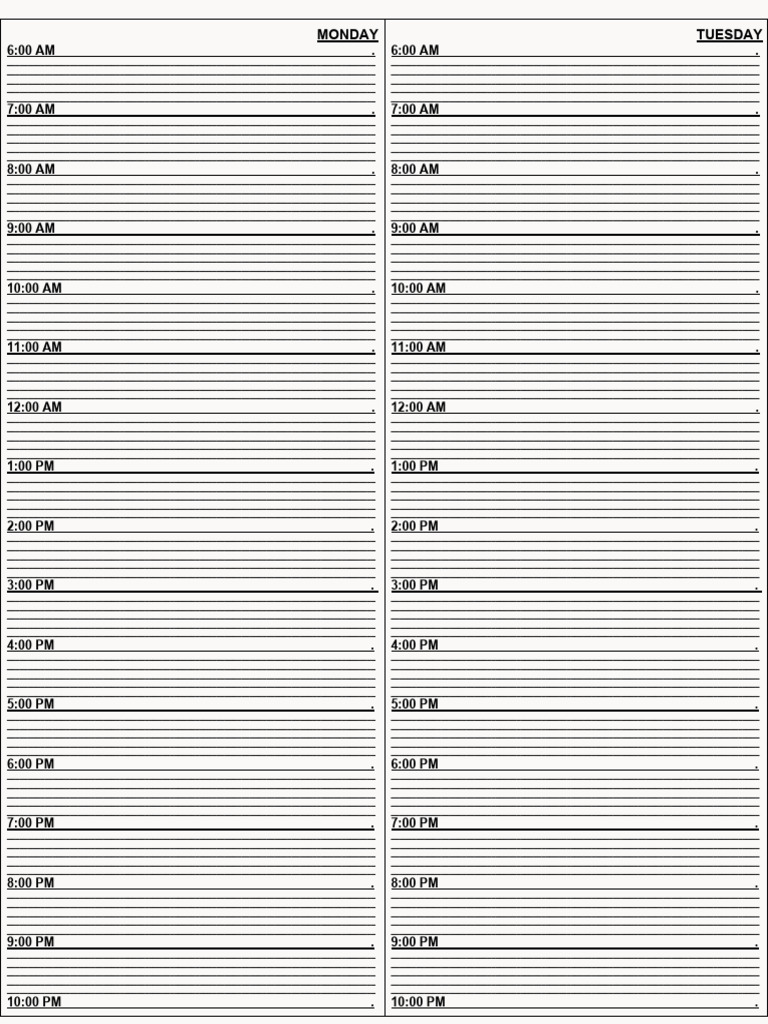 Weekly Hour by Hour Schedule | PDF