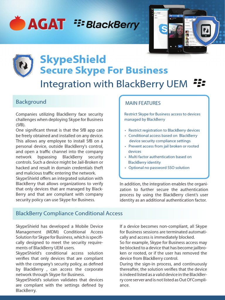 SkypeShield BlackBerry Datasheet | PDF