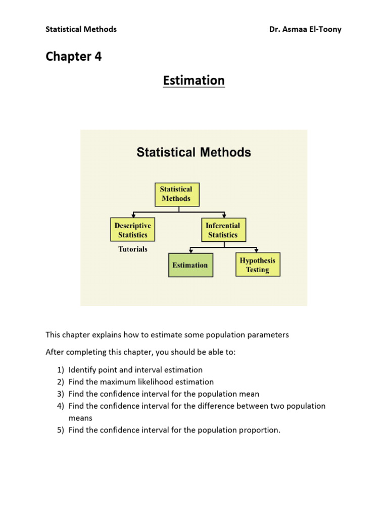 Lecture 5 Pdf Estimation Theory Confidence Interval