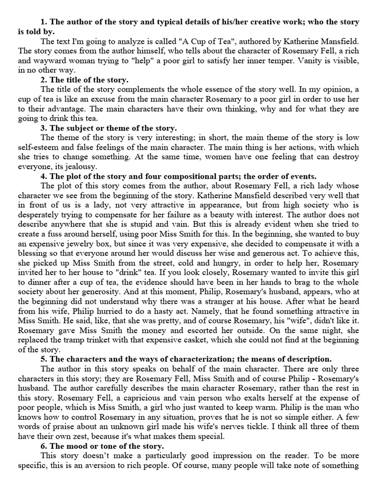 A Cup of Tea Analyze | PDF