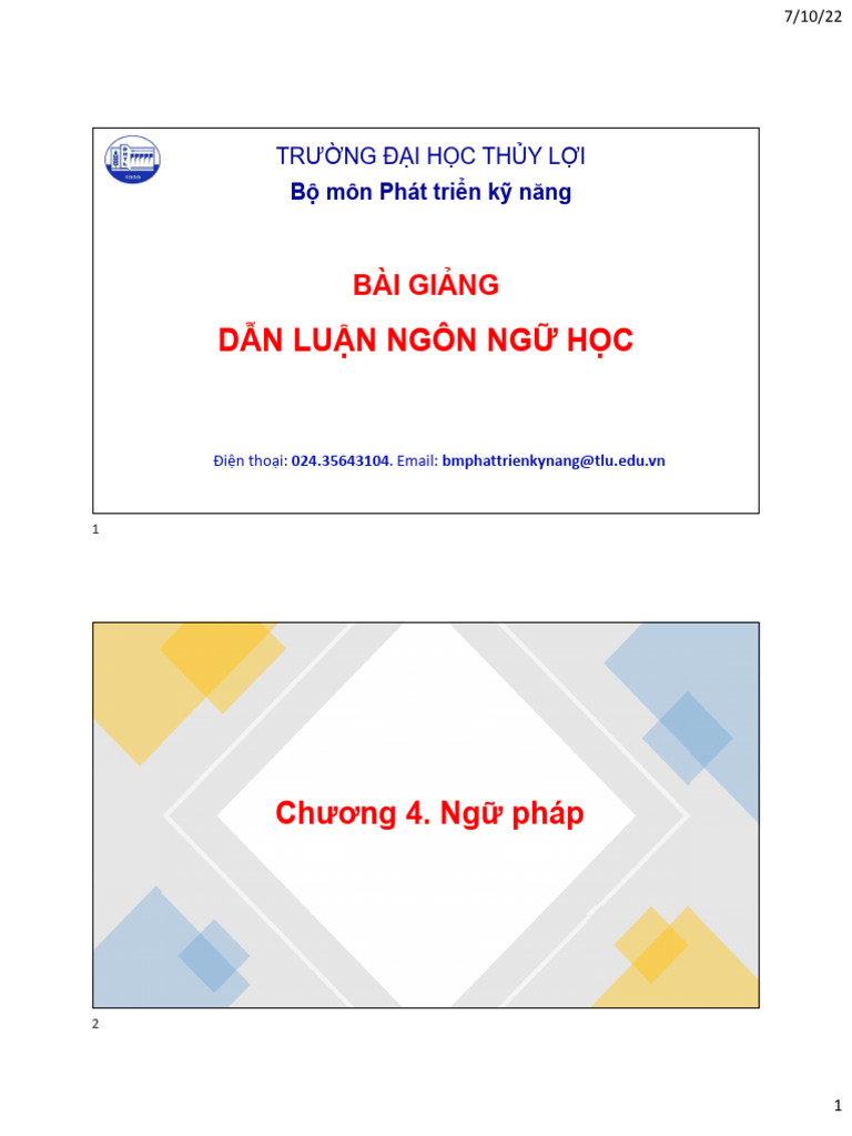 BG DLNNH - Chuong 4. Ngu Phap - BMPTKN | PDF