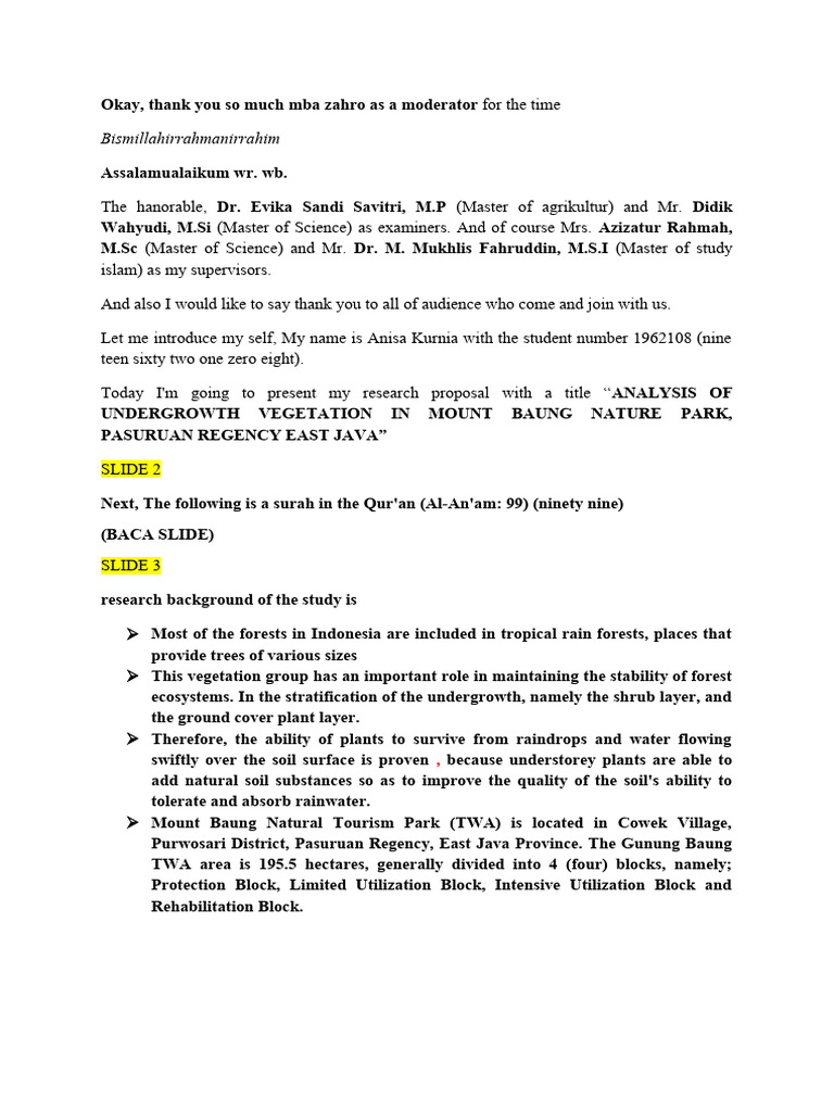 Teks Presentasi Sempro | Download Free PDF | Natural Environment ...