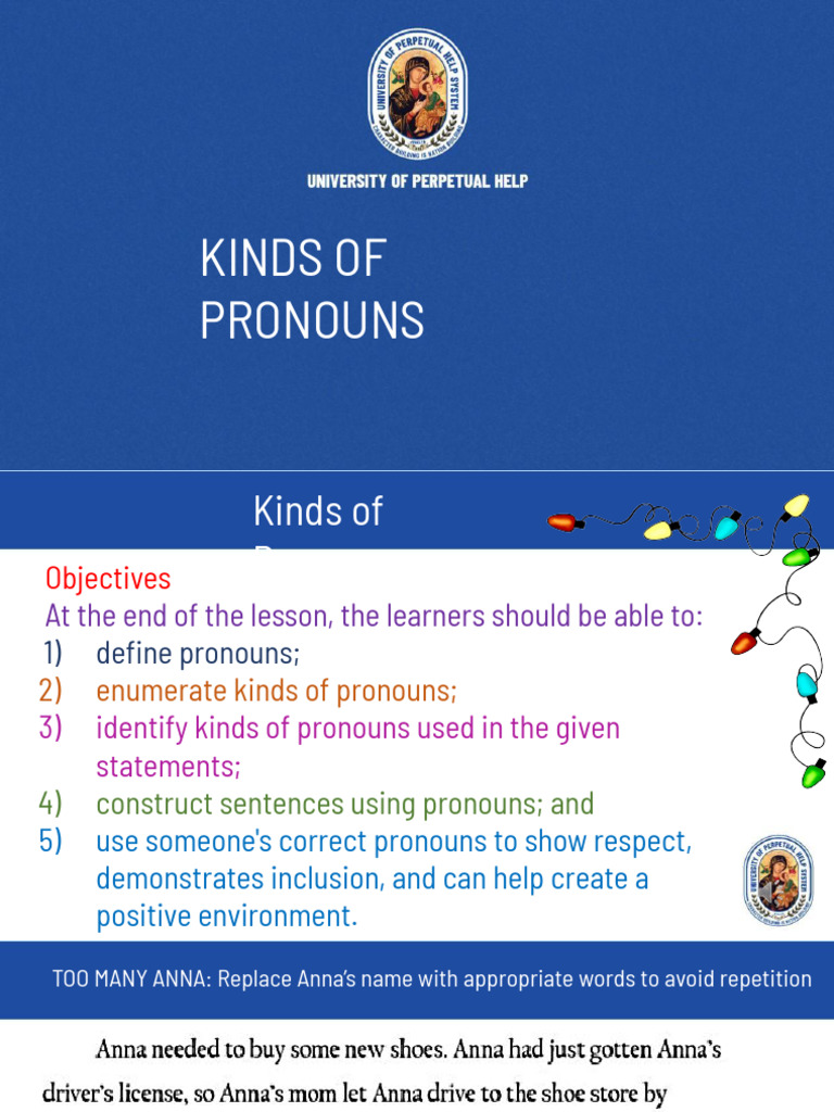 English 4 Lesson 3 Kinds Of Pronouns Pdf Pronoun Syntax
