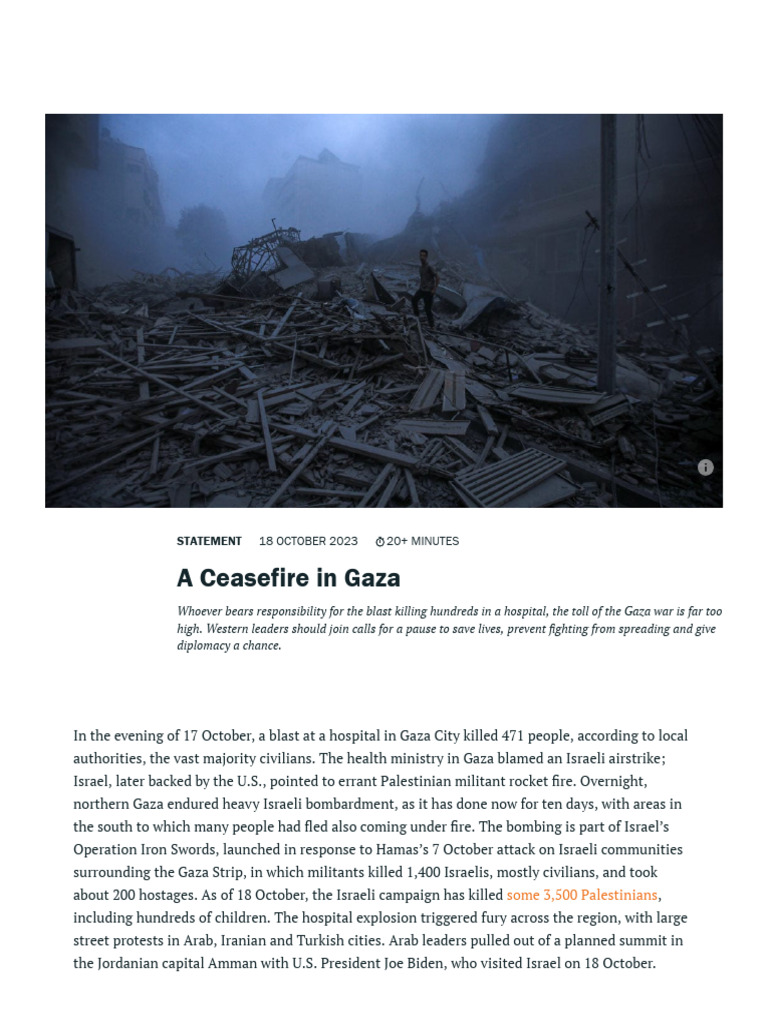 A Ceasefire in Gaza Crisis Group | PDF | Politics
