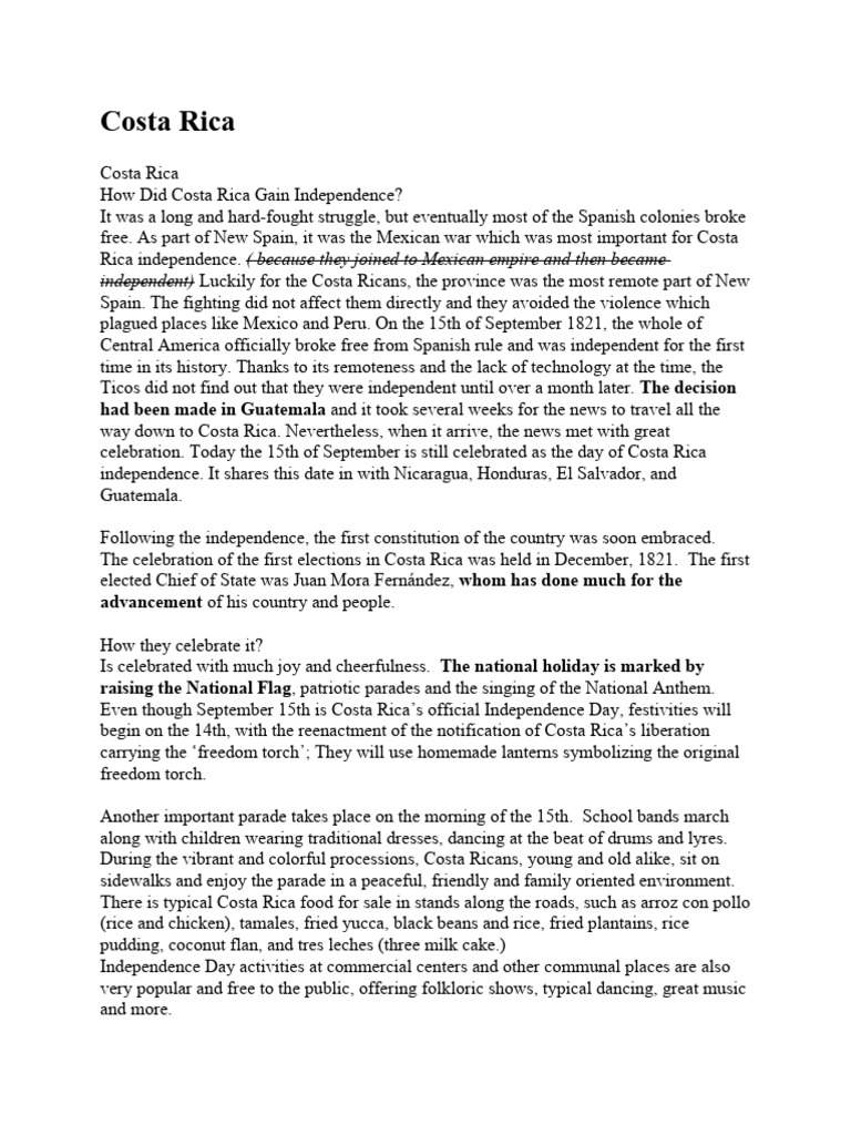 Independence of Costa Rica | PDF | Costa Rica | Central America