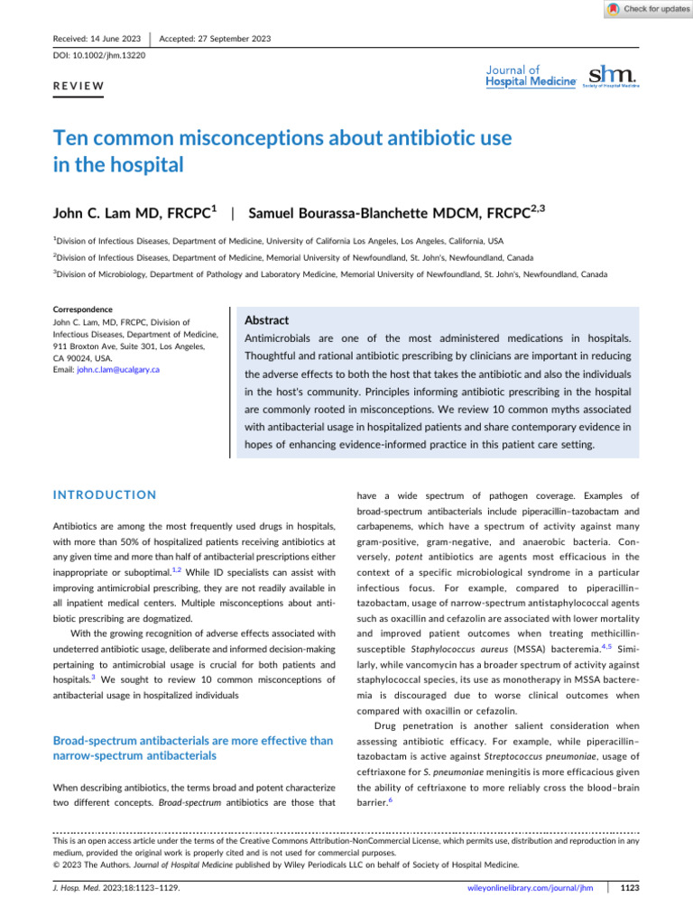 John C Lam Ten Common Misconceptions About Antibiotic | PDF | Infection ...