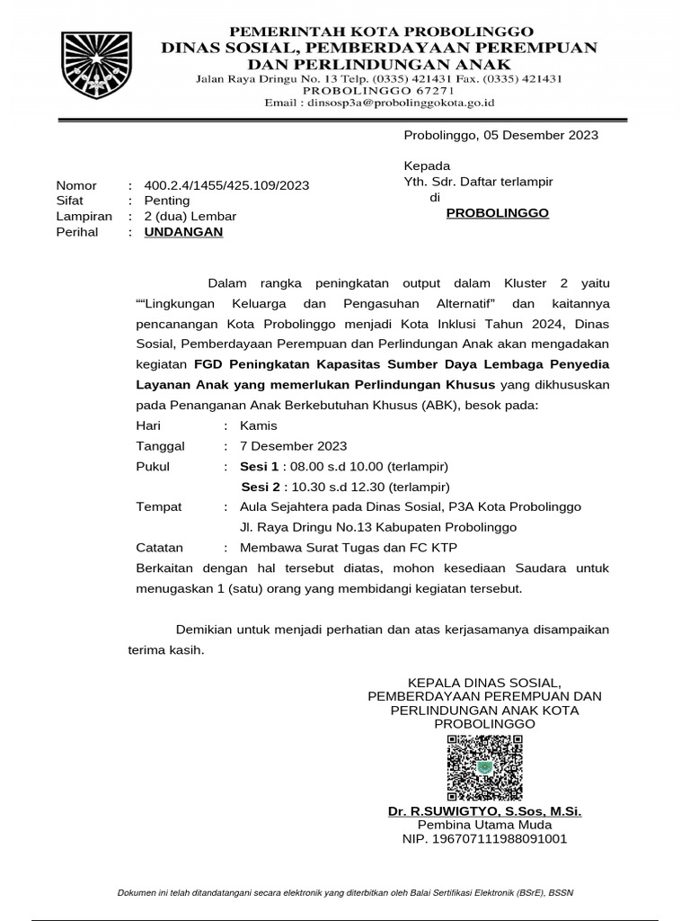 Undangan FGD Penanganan Anak Khusus | PDF