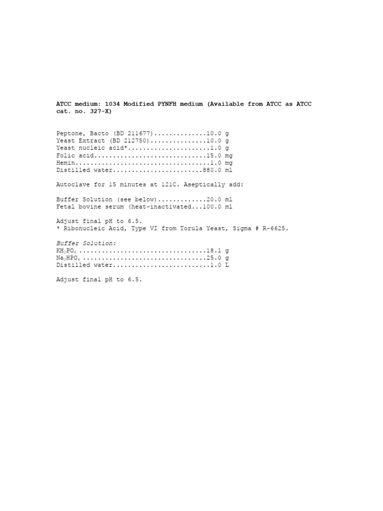 ATCC Medium 1034 | PDF