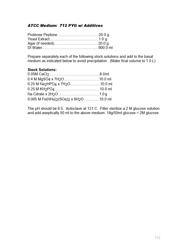 ATCC Medium 712 | PDF