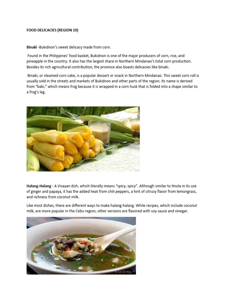 Region 10 Food Delicacies and Accomodations | PDF