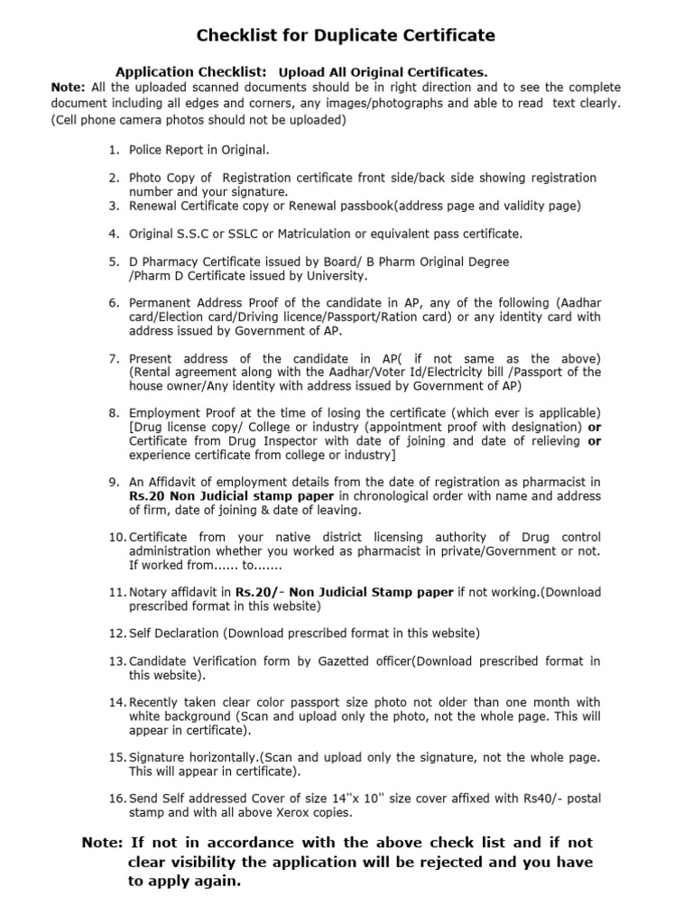 Duplicate Checklist | PDF | Identity Document | Government And Personhood