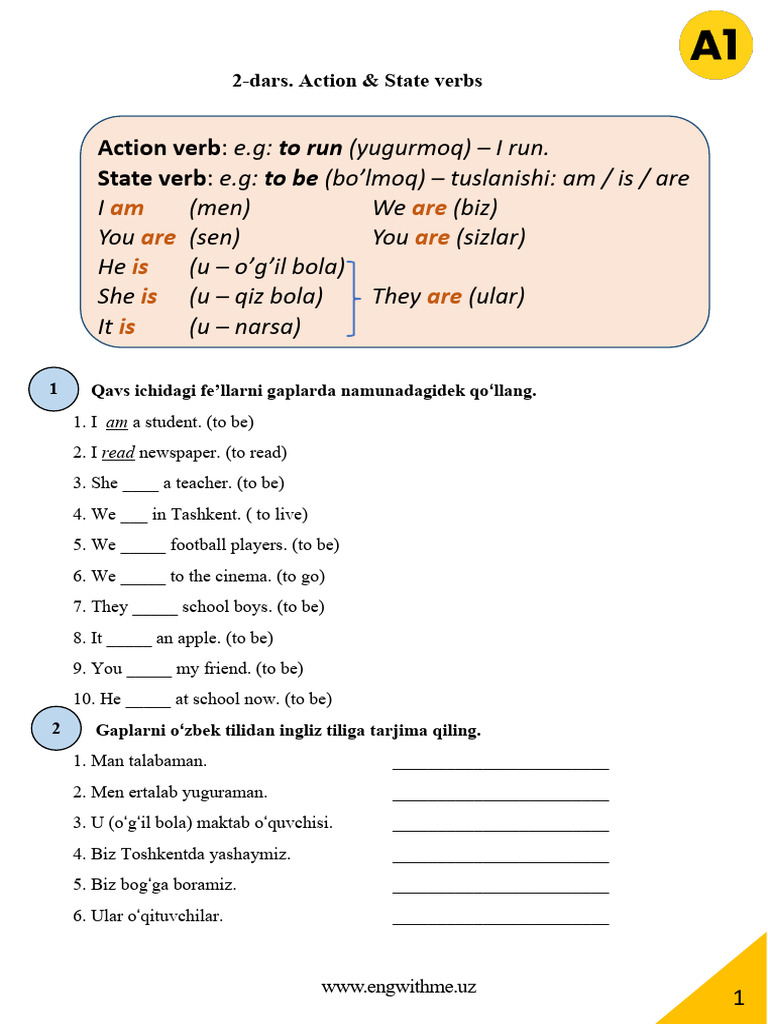 2-Dars. Exercises (With Answers) | PDF