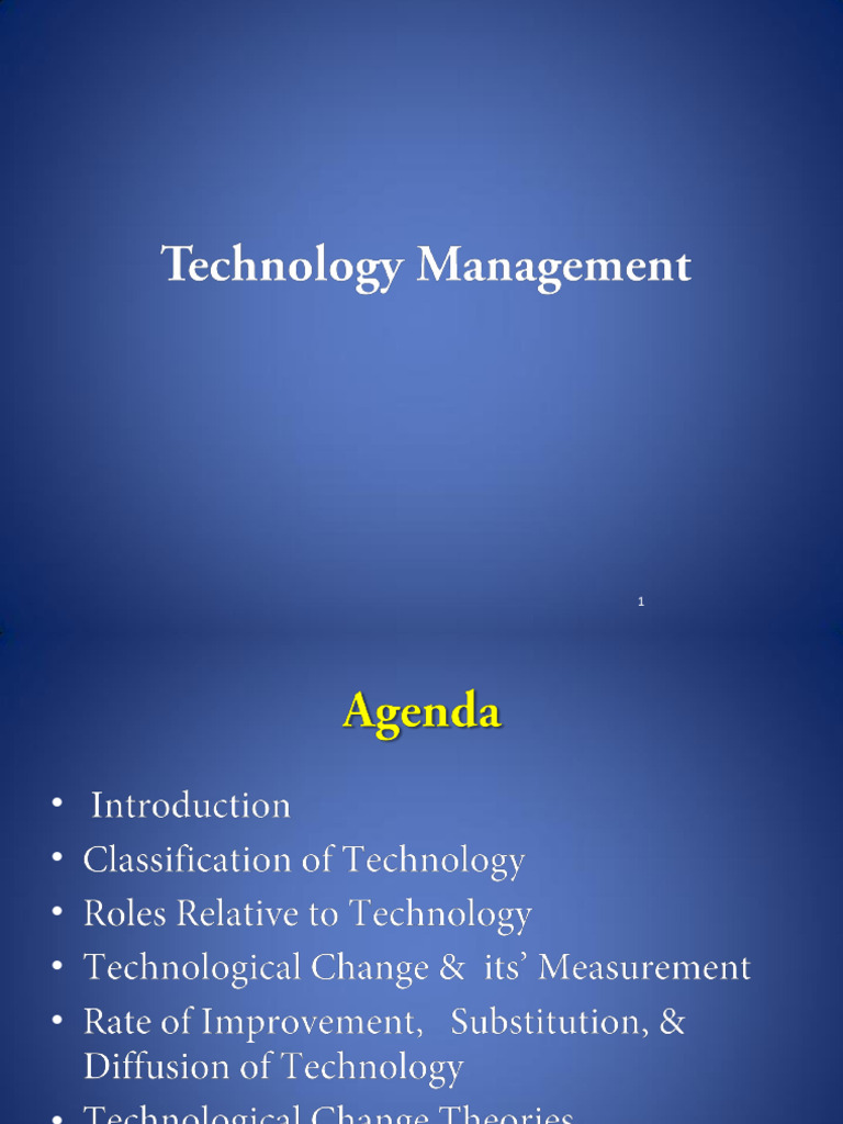Technology Management Lecture 1 Pdf Internet Of Things Innovation